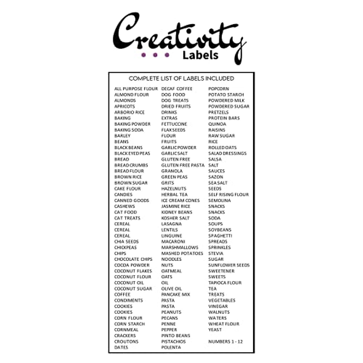 144 Pantry Labels for Food Storage Containers, Waterproof Printed on Vinyl Labels, Household Stickers + Numbers, Minimalist Kitchen, Water Resistant, Organization for Jars and Canisters