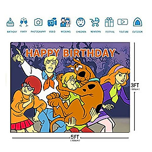 Cartoon What's New Scooby Doo Photography Background 5x3ft for Kids Scooby Theme Happy Birthday Party Supplies Cake Table Decoration Photo Backdrops Supplies