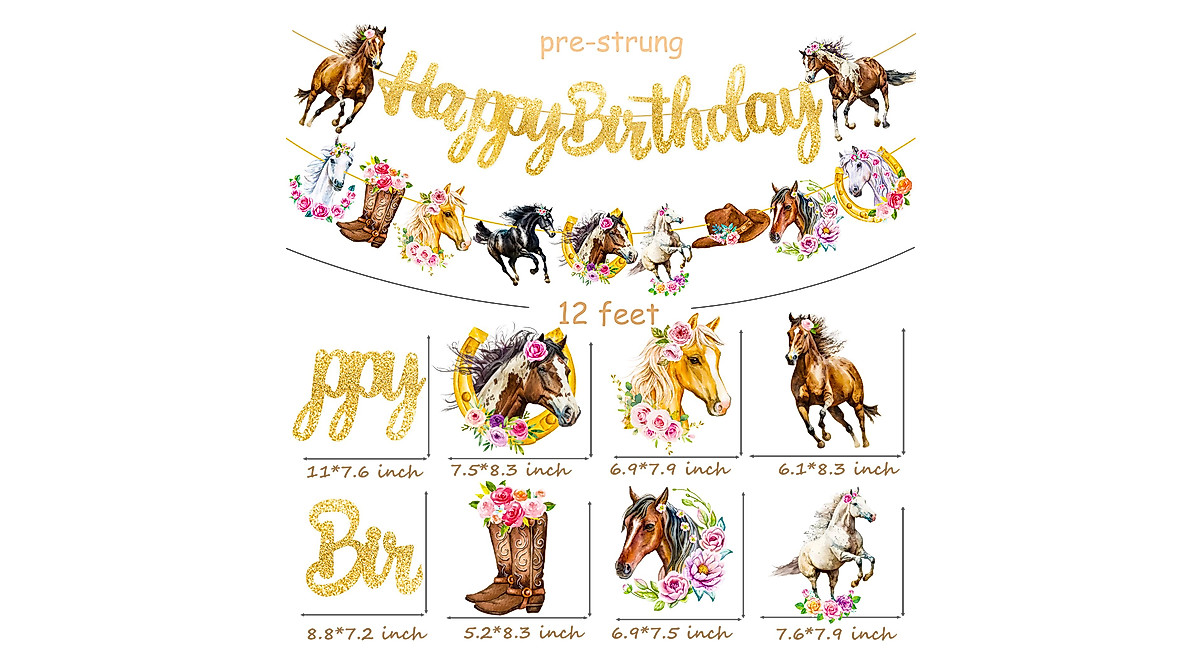 Glitter Cowgirl Birthday Banner | Western Party Decorations