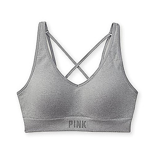 Victoria's Secret Pink Active Seamless Air Sports Bra, Medium Impact, Grey (S)