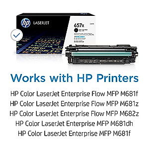 HP 657X Black High-yield Toner Cartridge | Works with HP Color LaserJet Enterprise MFP M681, M682 Series | CF470X