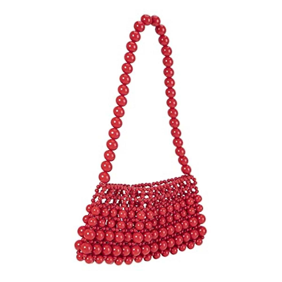 YUSHINY Women Colored Acrylic Beaded Handmade Satchel HandBag for Wedding Evening Party (Red)