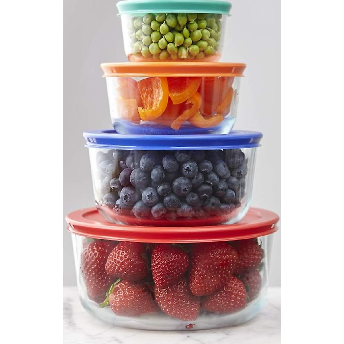 Utensilux Bundle Pyrex 8 Peice Round Bundle 4 Glass Storage Containers With Lids, 7-cup, 4-cup, 2-cup, & 1-cup Meal Prep Containers With Lid, Bpa-free Lid, Dishwasher