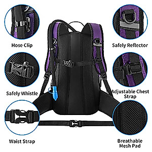 SHARKMOUTH Hydration Pack Backpack - Insulated Daypack with 2.5L Water Bladder for Hiking, Running, Camping, Cycling