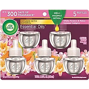 Air Wick Plug in Scented Oil Refill, 5ct, Summer Delights, Air Freshener, Essential Oils