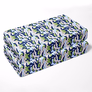 Bacati - 2 Pack Crib Fitted Sheets - CAMO Blue Navy Green Beige Soft Breathable 100% Cotton Percale Baby Sheets - Fits Standard 28 x 52 X 5 inches Crib & Toddler Mattresses