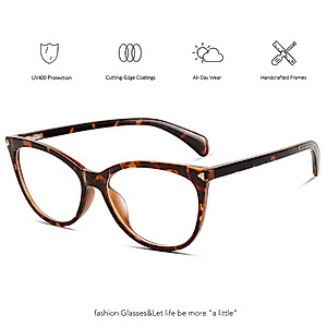 MEETSUN Non Prescription Glasses Frame for Women,Retro Cateye Fake Eyeglasses HD Clear Lens (Tortoise Frame Clear Lens)