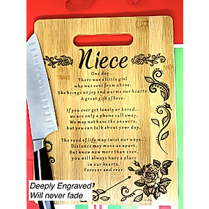 Gift for Niece Birthday, Christmas niece present Engraved Bamboo Cutting board 9” x 12”
