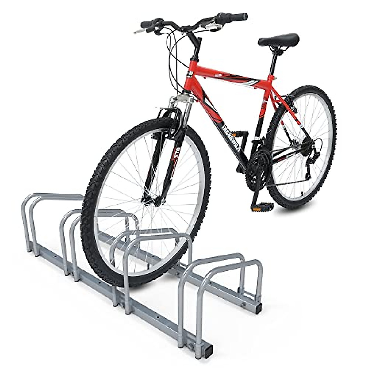 VOUNOT Bike Stand Floor 4 Rack Bike Garage Bicycle Storage Parking Rack Cycle Organizer Locking Stand for Indoor Outdoor