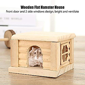 ViaGasaFamido Pet Hamster House, Wooden Odorless Home Openwork Lace Window Hamster House Flat Top Hideout Rat Hut Viewing Room for Small Animals