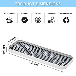 SUBEKYU Kitchen Soap Tray, Double Layer Sink Organizer for Kitchen Counter/Bathroom, Soap and Sponge Holder with Detachable Drain Tray, Grey+White, 1 Pack