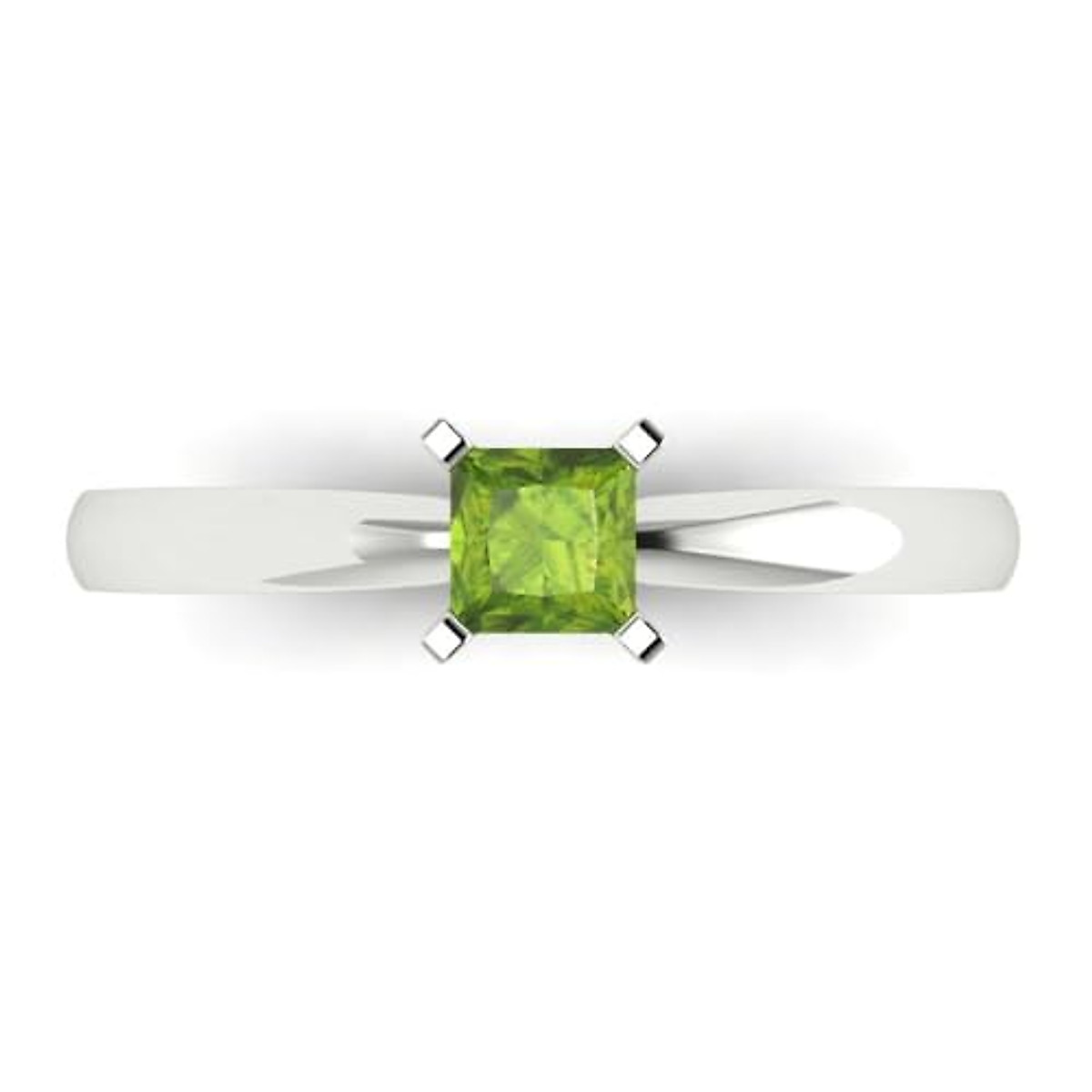 Clara Pucci 0.50 ct Princess Cut Solitaire Genuine Natural Green Peridot Engagement Bridal Promise Anniversary Ring 14k White Gold