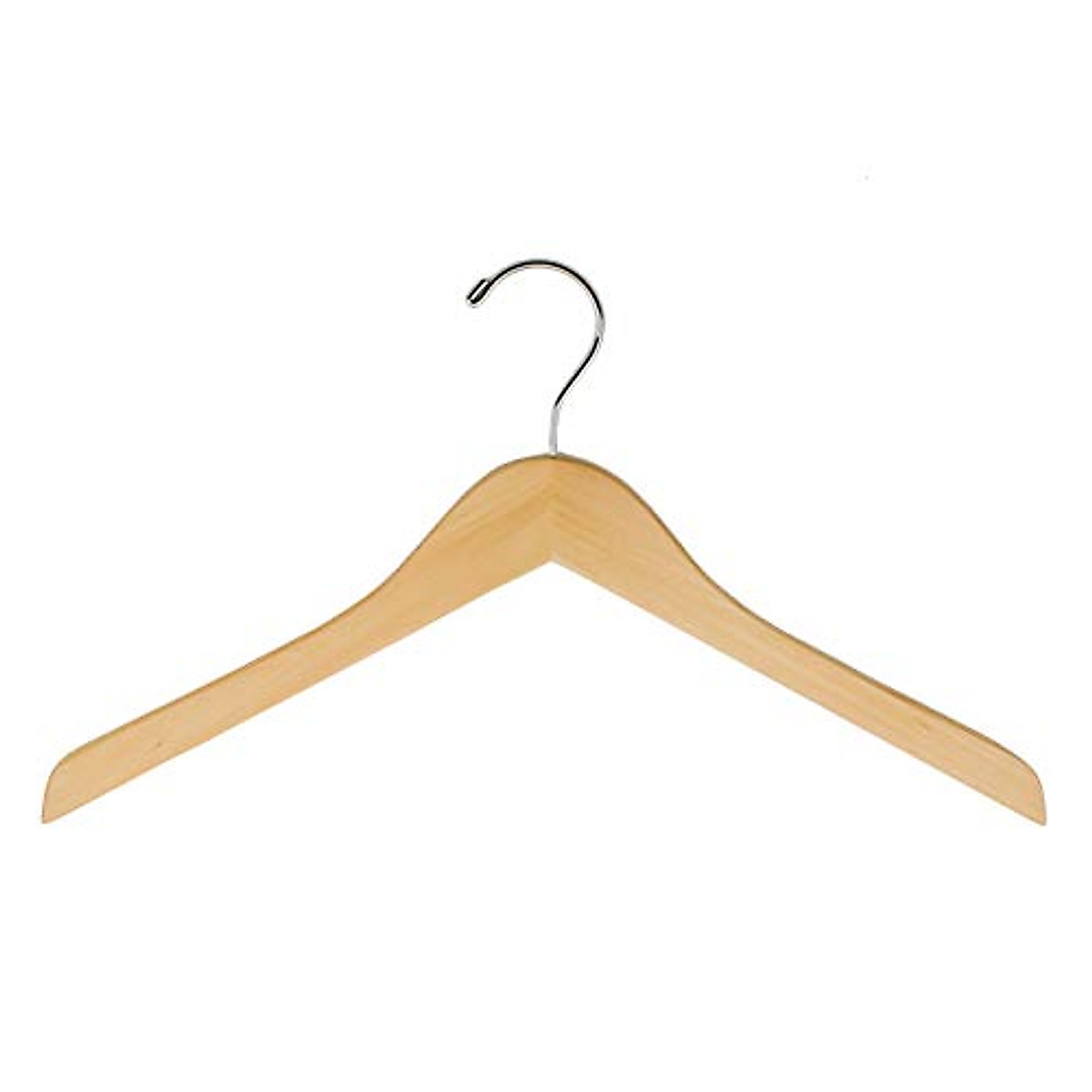 NAHANCO 8117CHNONOTCH20 17" Flat Wood Hanger, Chrome Hook, Natural (Pack of 20)