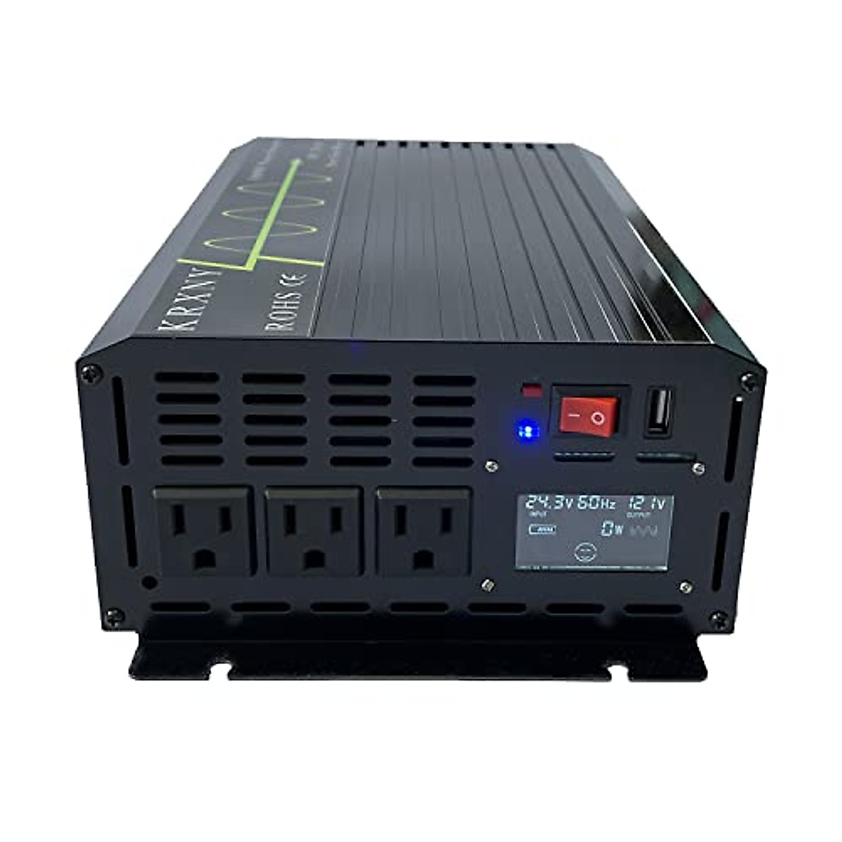 KRXNY 1000W Power Inverter Pure Sine Wave 24V DC to 120V AC 60HZ with USB LCD Display for Car/Off Grid Solar