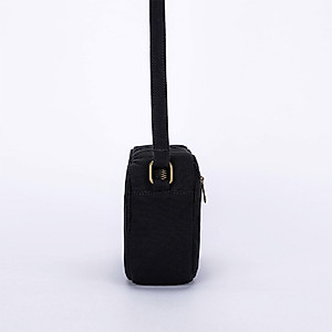 YONBEN Square Crossbody Bag with Adjustable Length Women Cotton Canvas Casual Shoulder Work Bag (Black)