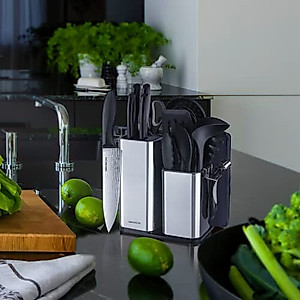 Kitchen Utensils Set, 7 Pieces Silicone Cooking Utensils Set+5-Pieces Stainless Steel Knife Set+6-Pieces Kitchen gadgets(18-in-1)