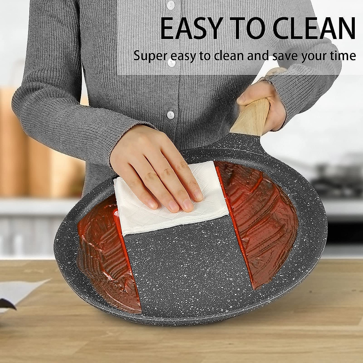 JUSTUP 11 Inch Nonstick Skillet Pan, Aluminum, Electric Stovetop Compatible, Suitable for Pancakes, Tortillas, Omelette, Egg Pan