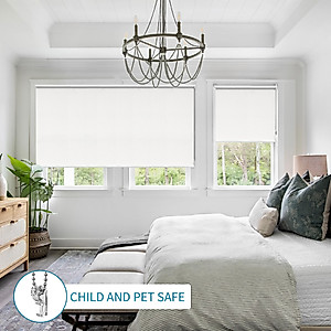 GENIMO 100% Blackout Blinds for Windows, Roller Shades for Indoor Windows, Thermal Insulated, UV Protection Fabric. Window Shades for Home, Bedroom, Living Room. Easy to Install, White, 31" W X 72" H