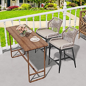 GarveeLife Outdoor Bar Stools - Set of 2 Counter Height Chairs with Back, All-Weather Design, Chic Ergonomics, Robust Aluminum Frame, Cushions Included, Easy Assembly for Patio and Garden, Dark Grey