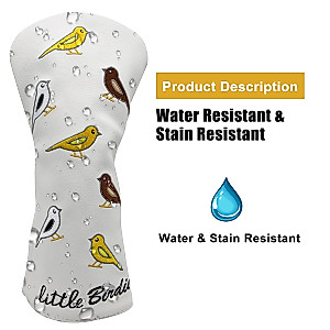 Golf Club Headcover Golf Birdie Birds Driver Fairway Wood Hybrid Wood Head Cover Golf Mallet Blade Putter Cover 3pcs 1pc for Golf Wood Club Head, White