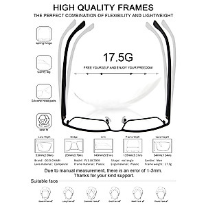 OCCI CHIARI Anti Blue Light Glasses for men - Computer Glasses Men - Black Eyewear Frame - Game Glasses for Men