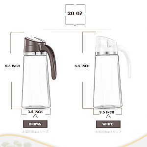 Marbrasse Auto Flip Olive Oil Dispenser Bottle,20 OZ Leakproof Condiment Container With Automatic Cap and Stopper,Non-Drip Spout,Non-Slip Handle for Kitchen Cooking Brown