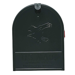 Dark Green Mailbox Medium Metal US Mail Box Rural Size Outside Curbside Horizontal Farmhouse Classic, 19"D x 6.5"W x 9.5"H