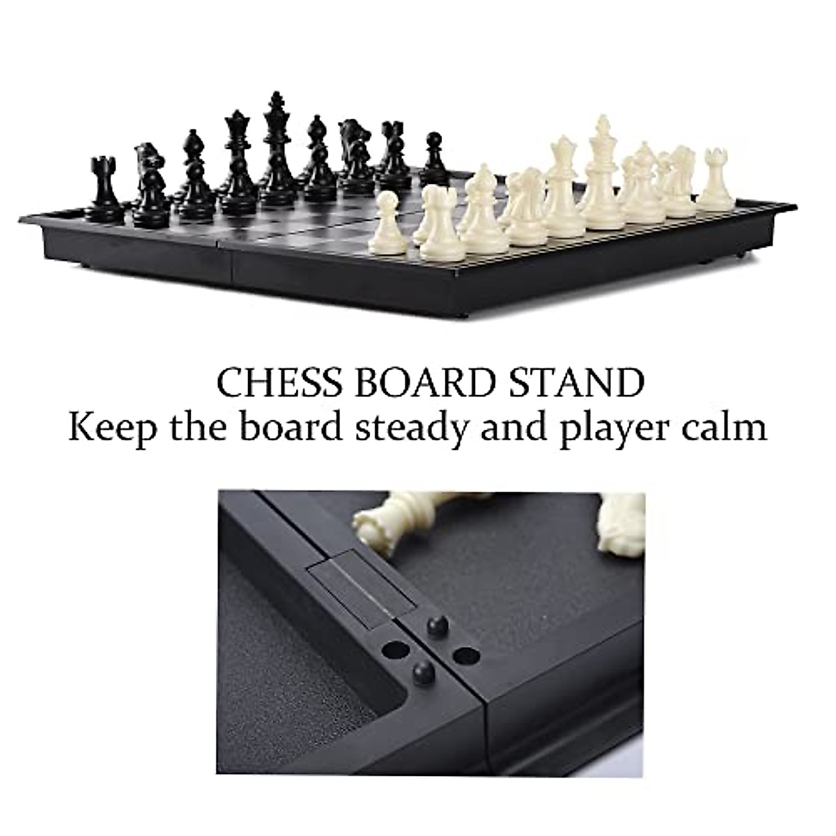 A&A Magnetic Plastic Travel Chess Set w/Folding Chess Board, Educational Toys for Kids and Adults - 12.6"(32cm) * 12.6"(32cm) Board