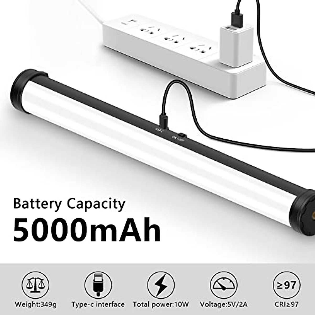 2 Pack RGB Led Video Light Stick Wand, Obeamiu 2600-9600K Photography Lighting, 5000mAh Rechargeable Battery, 21 Lights Effect for Video Conference Shooting YouTube Studio, Live Game Streaming, Vlogg