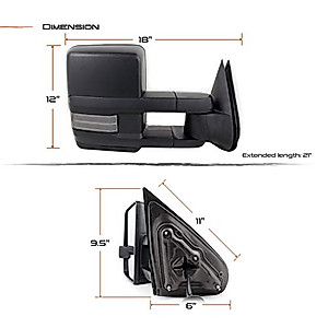 AKKON - For 03-06 Silverado Sierra Pair of Powered + Heated Glass + Sequential Turn Signal Side Black Towing Mirrors