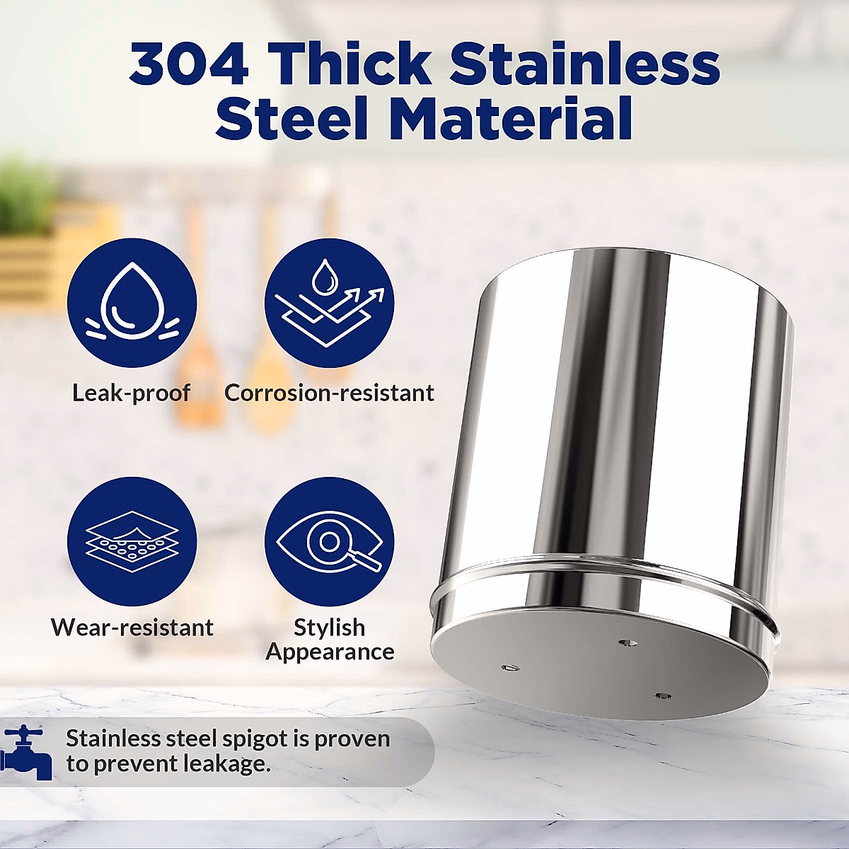 Membrane Solutions UV Countertop Water Filtration System, Stainless Steel 2.25G Gravity Water Filter with 3 Pack 0.1-Micron UF Filters, for Home, Camping, and RVing (U3P)