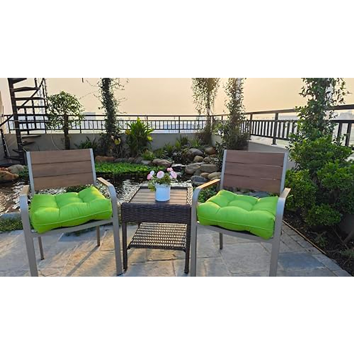 JMGBird Outdoor Chair Cushions, Pack of 2 Patio Seat/Back Cushions 19" x 19" with Ties for Patio Furniture Chairs Home Garden Decoration
