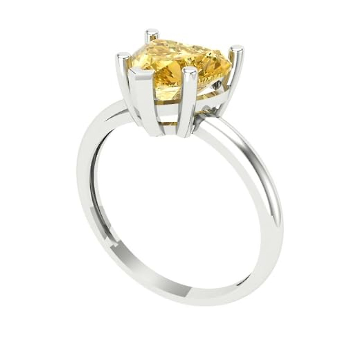 Clara Pucci 2.0 ct Heart Cut Solitaire Stunning Yellow Moissanite Bridal Designer Anniversary Engagement Ring 14k White Gold SZ 10.5