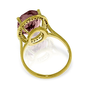 Galaxy Gold GG 14k Yellow Gold Oval Garnet and Diamond Ring - Size 6.5