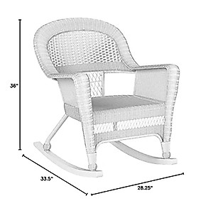 Jeco , Set of 2 Wicker Rocker Chairs, White