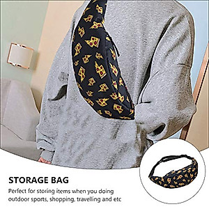 Amosfun 1 Pc Pizza Woman Outdoor Waist Bag Sport Travel Portable Chest Bag (Black) for Women