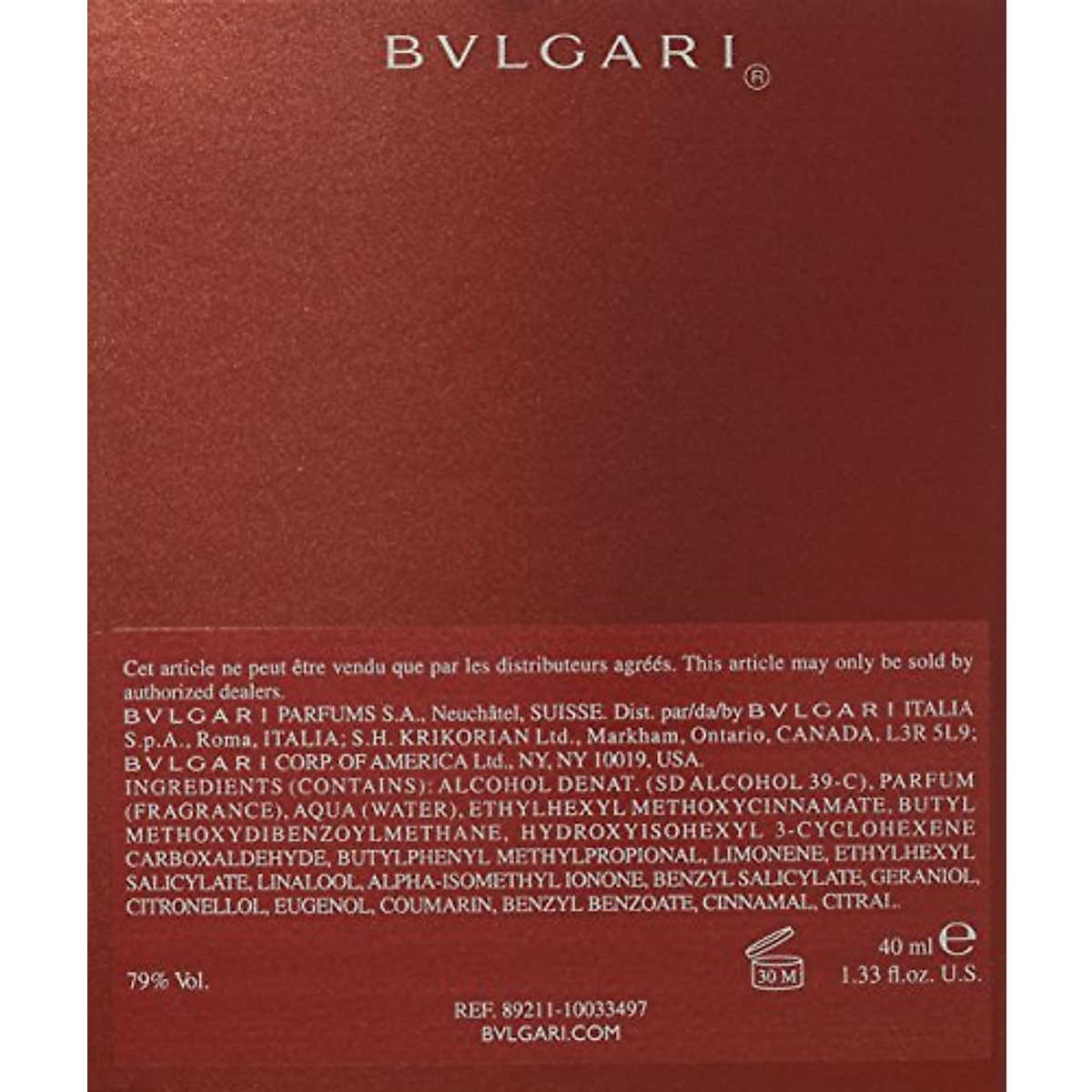 Bvlgari Omnia By Bvlgari For Women. Eau De Parfum Spray Red / Silver 1.33 Ounces