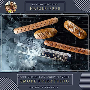Skoo Pellet Smoker - BBQ Hexagonal Smoking Tube + Brush + Hook + Free EBook + Digital User Guide - 5 Hours of Billowing Smoke - For Electric, Gas, Charcoal Grills or Smokers