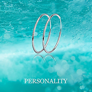 YFN Large Hoop Earrings Sterling Silver Polished Round Circle Endless Earrings Diameter 50mm