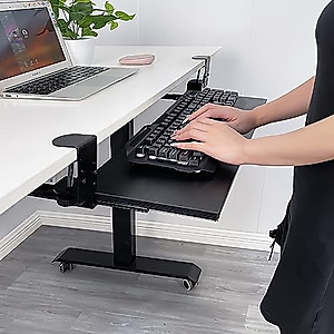 alfd suoke Keyboard Tray Under Desk, Pull out Keyboard & Mouse Tray with Sturdy C-Clamp, Slide Out Keyboard Platform, Adjustable Height Keyboard Drawer, 29.5'' x 9.4''