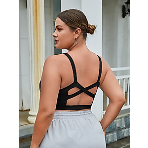 Milumia Women's Plus Size Crisscross Back Sports Bra Fitness Workout Yoga Bra Black XX-Large Plus