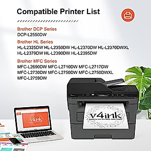 v4ink Compatible TN-760 Toner Cartridge Replacement for Brother TN760 TN730 TN770 Ink for HL-L2350DW HL-L2370DW HL-L2395DW MFC-L2690DW MFC-L2710DW MFC-L2717DW MFC-L2750DW DCP-L2550DW (1Pack)