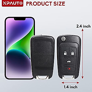 NPAUTO Key Fob Replacement for Chevy Camaro Impala Cruze Equinox Malibu Sonic 2010-2017 | GMC Terrain | Buick Lacrosse Regal Verano Encore Keyless Entry Remote Flip Key Fobs (OHT01060512, 4 Buttons)