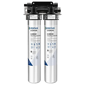 Pentair Everpure H-1200 Drinking Water System, EV928200, NSF Certified to Reduce PFOA/PFOS, Dual Cartridge System Includes Filter Head, Cartridges and all Hardware, 1,000 Gallon Capacity, 0.5 Micron