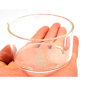 EISCO Crystallizing Dish, 100ml - Flat Bottom, with Spout - Borosilicate 3.3 Glass - Laboratory, Kitchen, Crafts