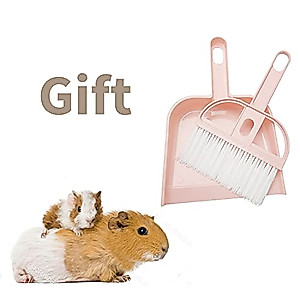 Guinea Pig Toilet, Small Animal Potty Trainer Corner, Square Rat Litter Bedding Box with Small Broom, Dustpan, Small Pet Litter Toilet for Guinea Pigs, Chinchilla, Ferret,Galesaur…