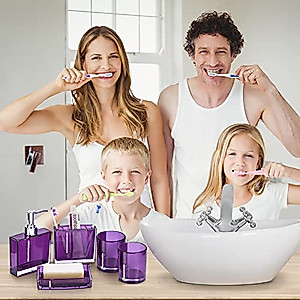 Zerodis 5pcs Purple Bathroom Accessory Set, Acrylic Bathroom Accessories Sets Bathroom Vanity Countertop Accessory Set for Home…