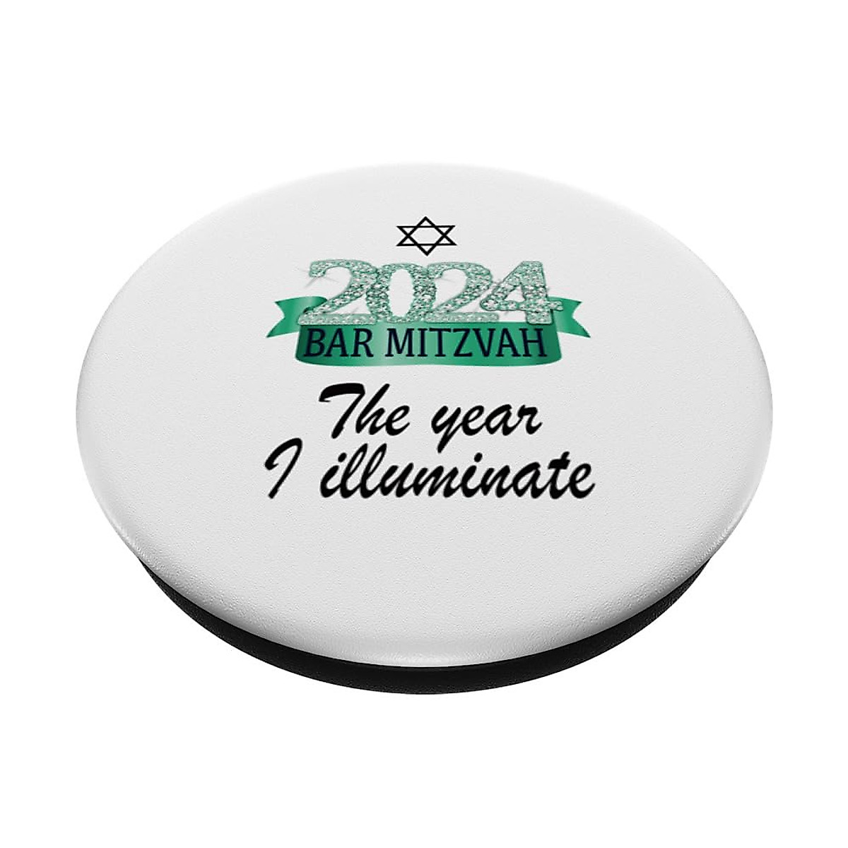 2024 Bar Mitzvah Quote Festive White Turquoise Decor PopSockets Standard PopGrip