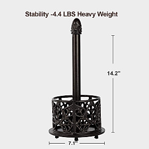 MEIGUI Cast Iron Paper Towel Holder Stand Roll Dispenser Stand for Kitchen Countertop & Dining Room Table, Coffe Gold