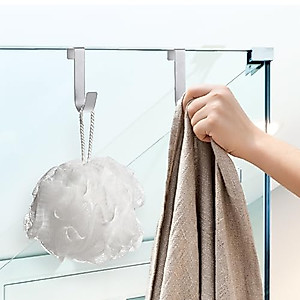 Gjinxi 10PCS Towel Hook, Over The Door Towel Hooks, Glass Door Hooks for Bathroom, Stainless Steel Robe Rack Hooks for Frameless Glass Shower Door